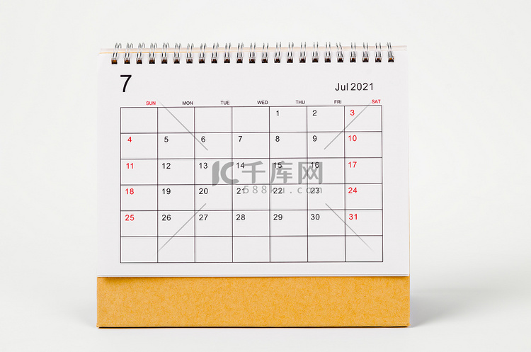 2021 年 7 月日历。高清摄影大图-千库网