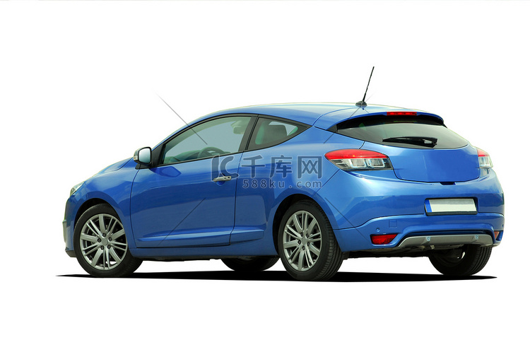 蓝色汽车后视图高清摄影大图-千库网