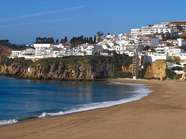 葡萄牙阿尔布费拉的城市景观和海滩高清摄影大图-千库网