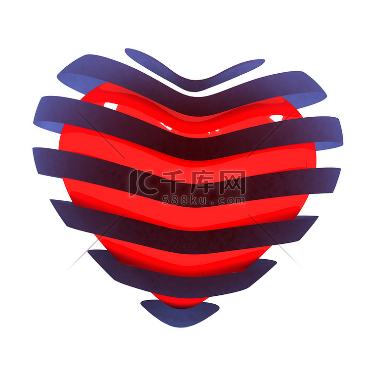 3d 美丽的红色光泽的乐队心高清摄影大图-千库网