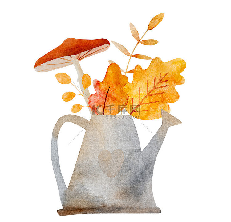 秋天的水彩画高清摄影大图-千库网