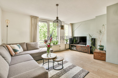 带用餐区的客厅高清摄影大图-千库网