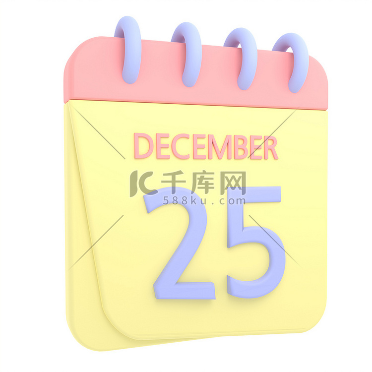 12 月 25 日 3D 日历图标高清摄影大图-千库网
