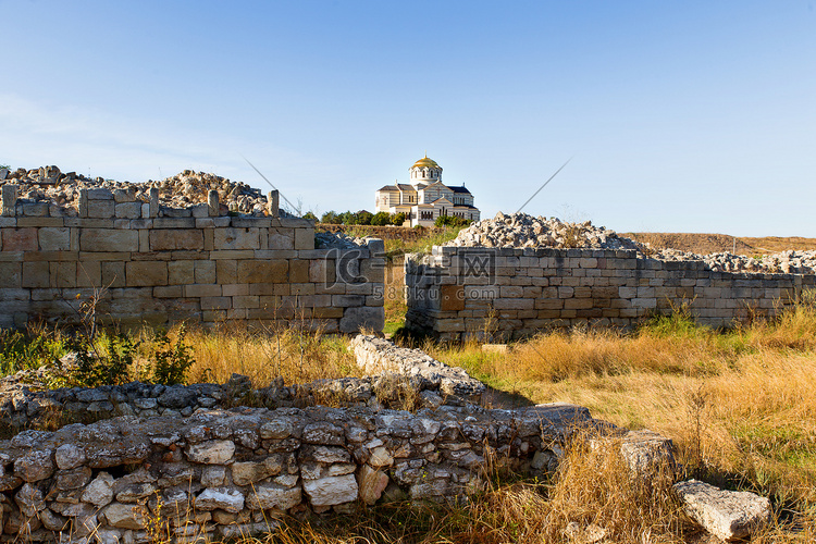 Chersonesus 遗址 - 现代塞瓦斯托波尔附近的古希腊城镇。高清摄影大图-千库网
