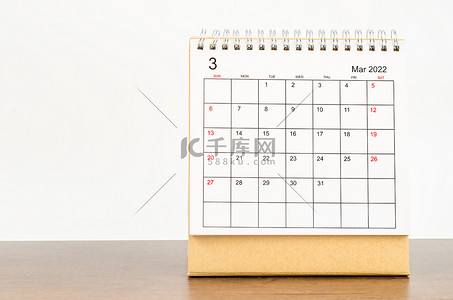 2022 年 3 月台历。高清摄影大图-千库网