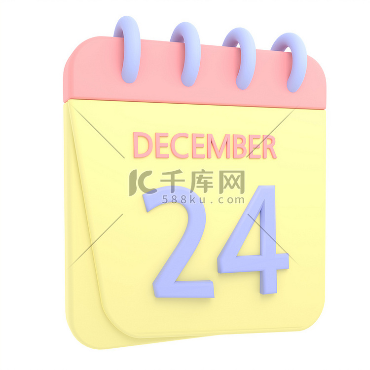 12 月 24 日 3D 日历图标高清摄影大图-千库网