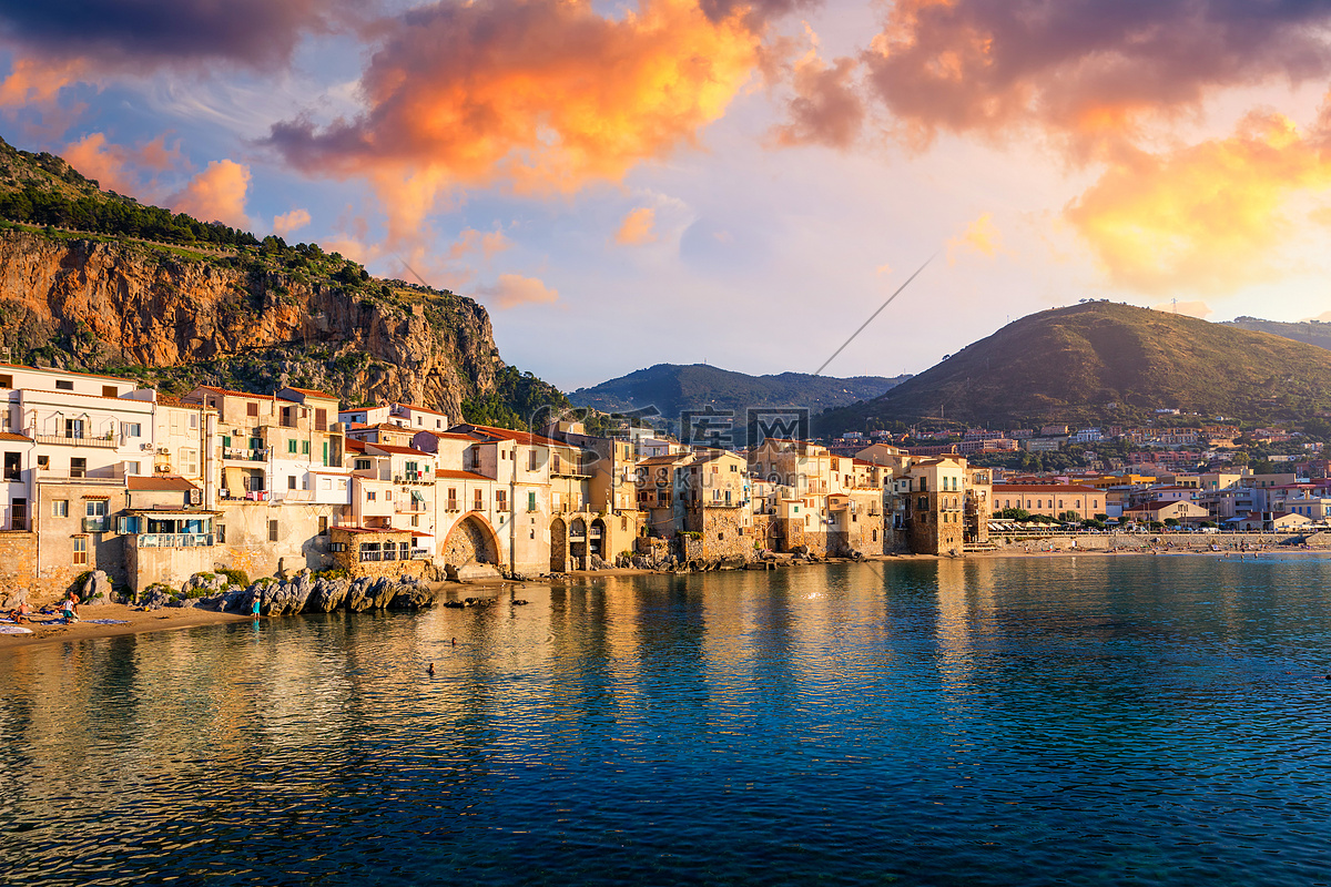 切法卢，意大利巴勒莫省西西里岛中世纪城市。高清摄影大图-千库网