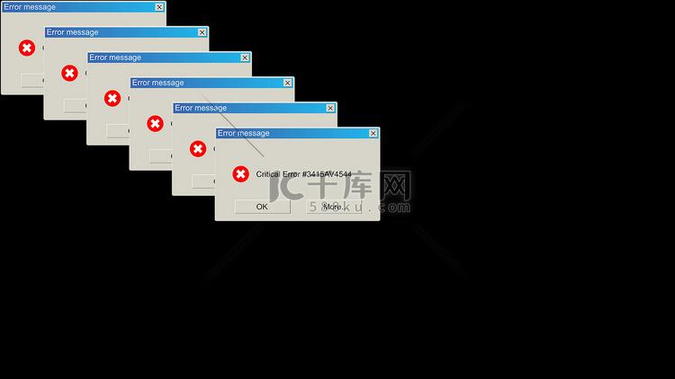 许多带有严重错误通知、问题警告背景、计算机生成的抽象背景、3D 渲染的窗口高清摄影大图-千库网