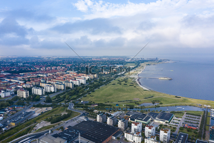 瑞典马尔默 Ribersborg 海滩鸟瞰图高清摄影大图-千库网