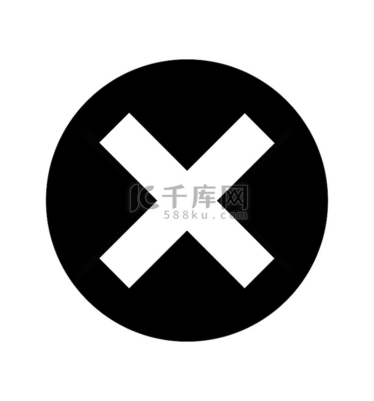 在白色背景圆圈符号上隔离的十字符号 X 图标高清摄影大图-千库网