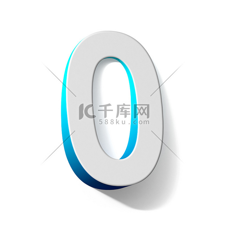 蓝色渐变数字0 ZERO 3D高清摄影大图-千库网
