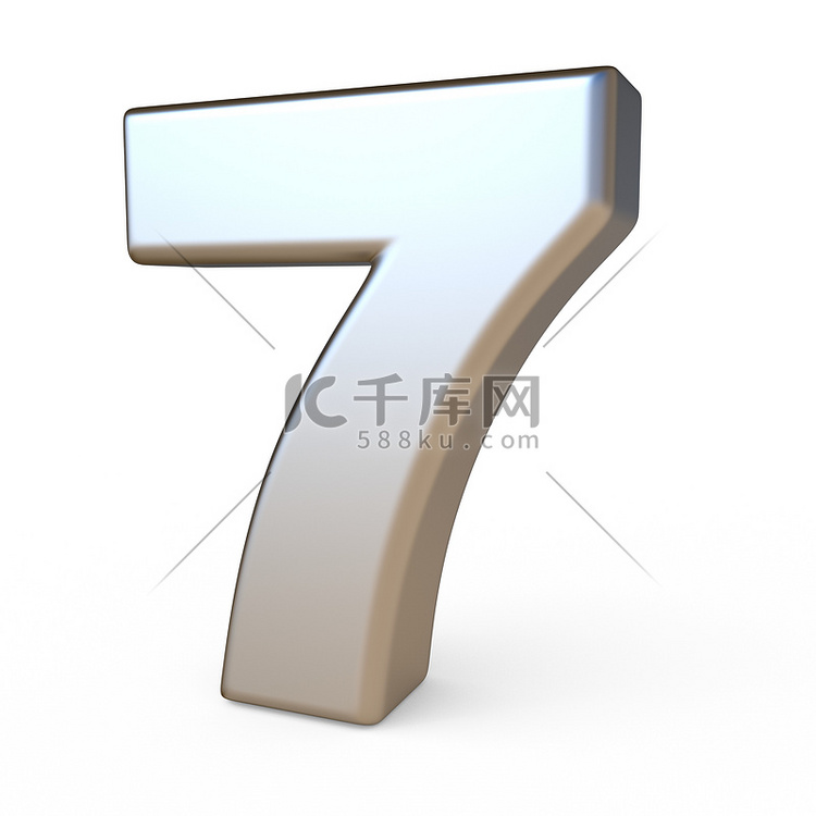 金属字体 NUMBER SEVEN 7 3D高清摄影大图-千库网