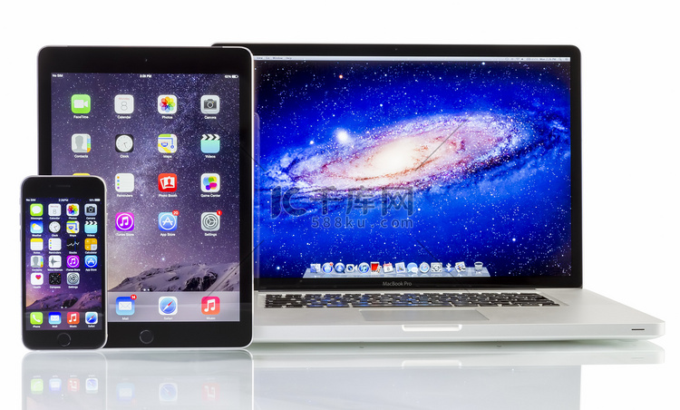 苹果 Macbook Pro、iPad Air 2 和 iPhone 6高清摄影大图-千库网