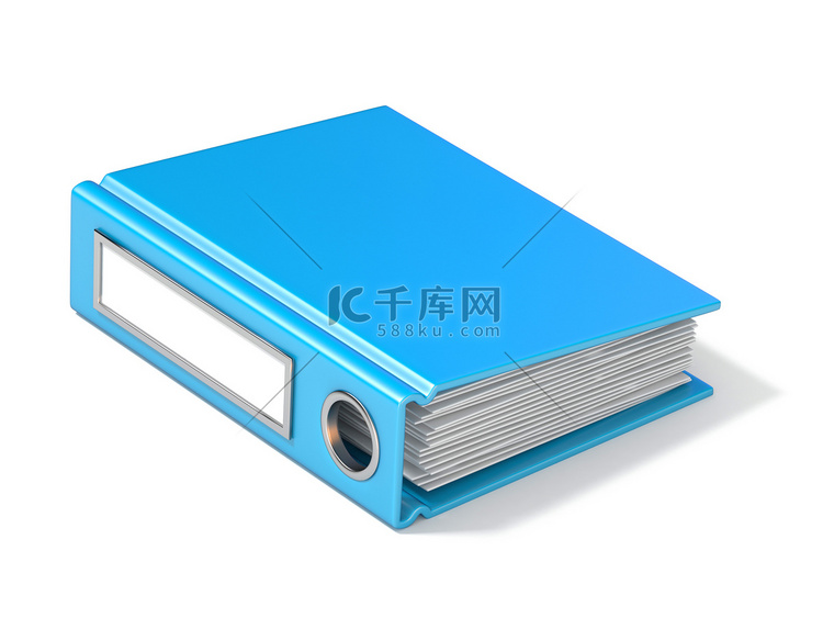 白色 backgr 上的空白蓝色环活页夹 3D 渲染插图高清摄影大图-千库网