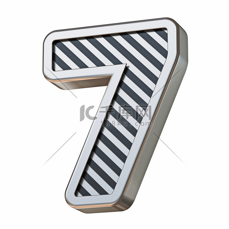 不锈钢和黑色条纹字体 Number 7 SEVEN 3D高清摄影大图-千库网