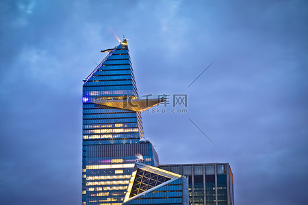 纽约市哈德逊广场未来派建筑景观高清摄影大图-千库网