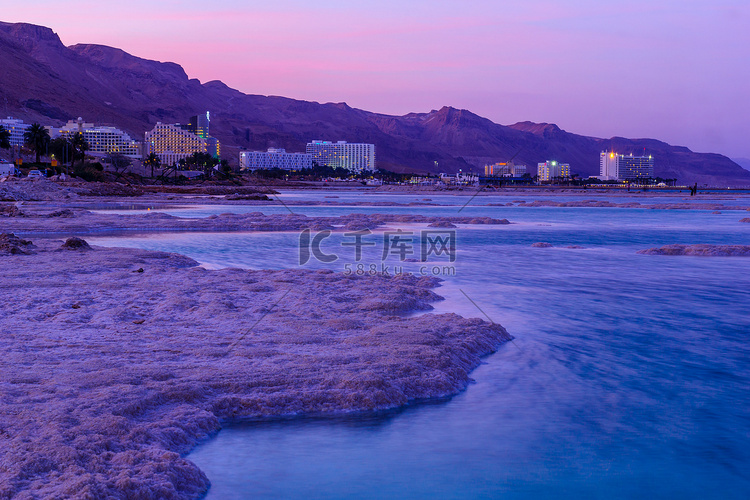 Ein Bokek度假村的日落景观高清摄影大图-千库网