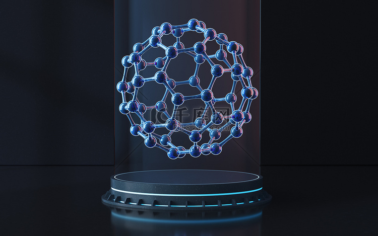 分子链结构，3d 渲染。高清摄影大图-千库网