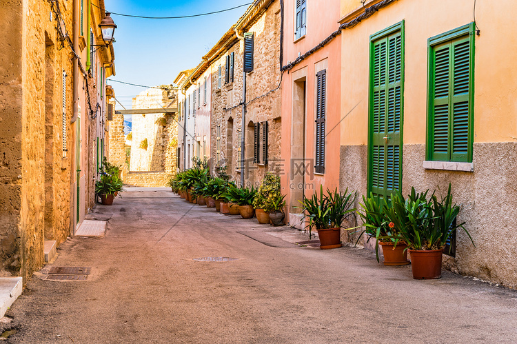 西班牙马略卡岛阿尔库迪亚老城墙高清摄影大图-千库网