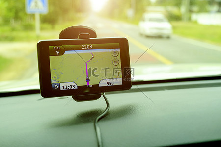道路应用中的 GPS 导航，GPS 导航特写高清摄影大图-千库网