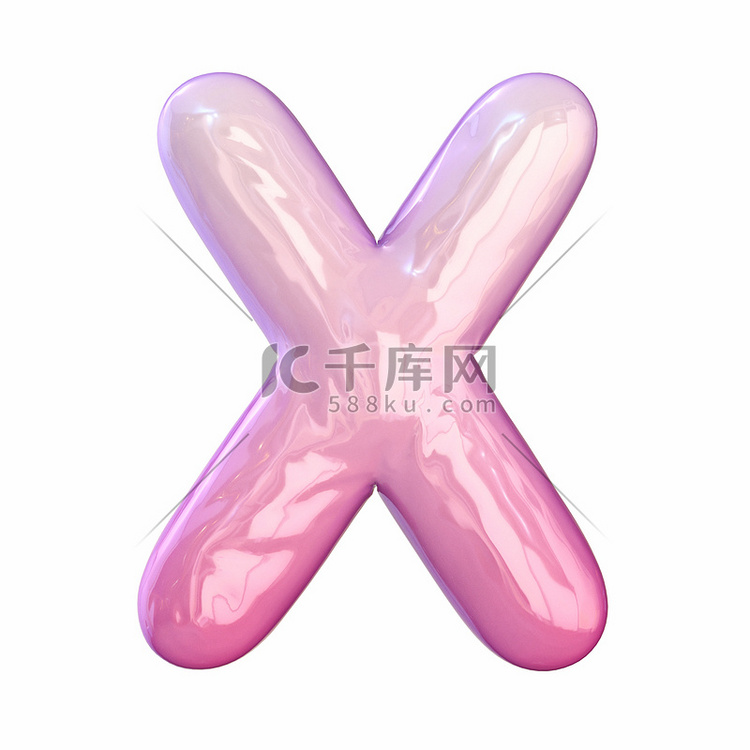 粉色乳胶光面字体 Letter X 3D高清摄影大图-千库网