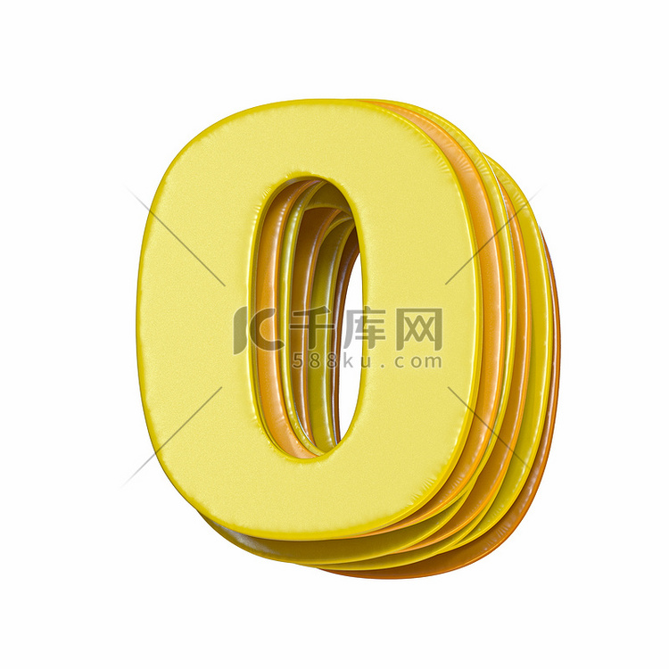 黄色字体数字 0 零 3D高清摄影大图-千库网