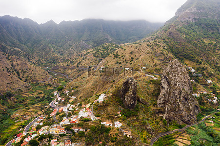 西班牙加那利群岛戈梅拉岛的山脉全景 戈梅拉岛的美丽风景高清摄影大图 千库网