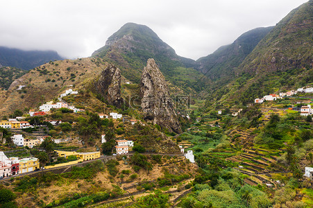 西班牙加那利群岛戈梅拉岛的山脉全景 戈梅拉岛的美丽风景高清摄影大图 千库网