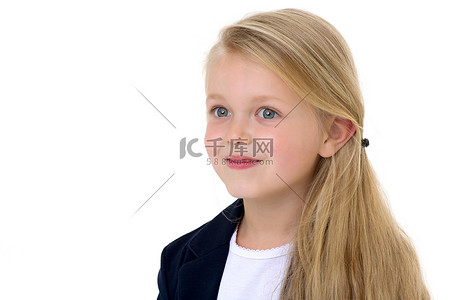 美丽的小女生的正面肖像高清摄影大图-千库网