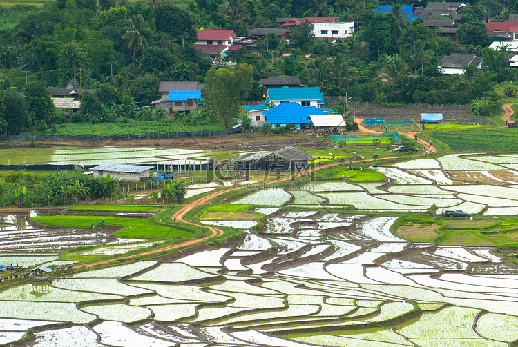 水稻梯田的高景 Mae Chaem，清迈，泰国北部高清摄影大图-千库网