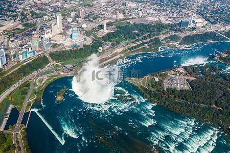 加拿大安大略省尼亚加拉大瀑布的美妙鸟瞰图高清摄影大图-千库网