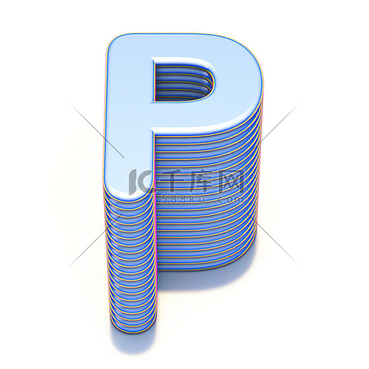 蓝色挤压字体 Letter P 3D高清摄影大图-千库网