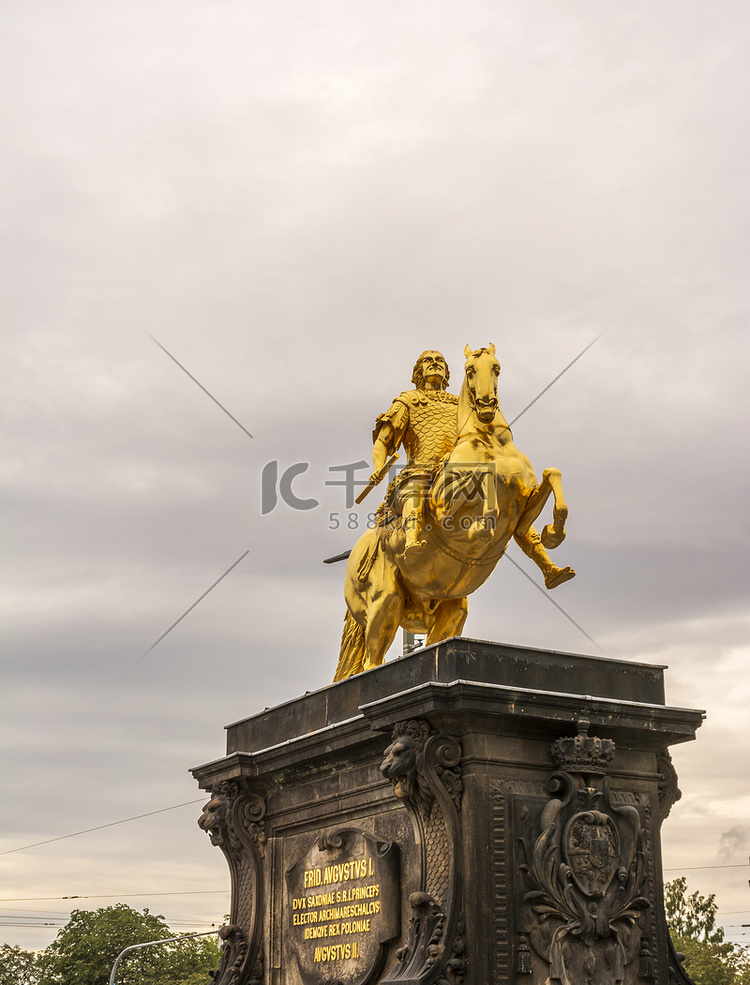 The Goldener Reiter - Golden Rider, 德累斯顿, 萨克森高清摄影大图-千库网