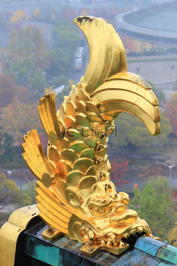 Shachi：大阪城屋顶装饰高清摄影大图-千库网