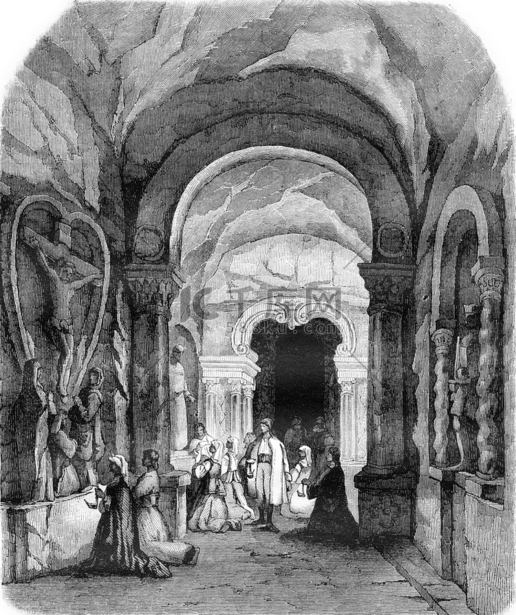 圣安东尼教堂，在维利奇卡的盐矿中，复古 e高清摄影大图-千库网