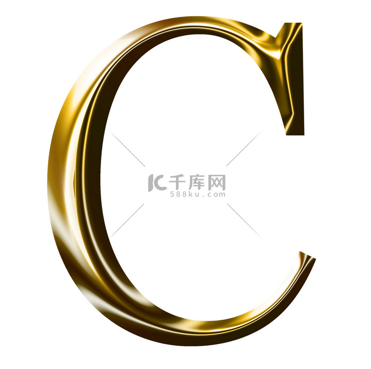 金色字母符号 C-大写字母高清摄影大图-千库网