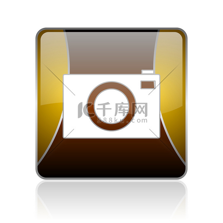相机金色方形 web 光泽图标高清摄影大图-千库网