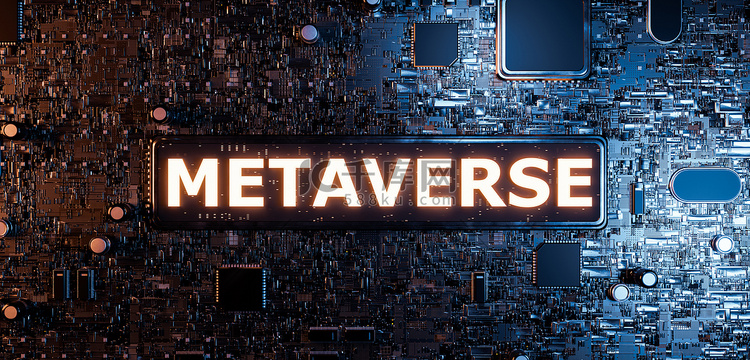 电子板上的 METAVERSE 标志高清摄影大图-千库网