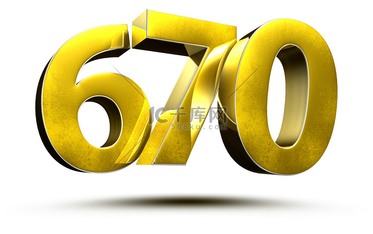 670 个数字在白色背景上的 3D 插图与剪切路径。高清摄影大图-千库网