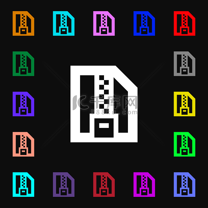 存档文件，下载压缩，ZIP 压缩图标标志。高清摄影大图-千库网