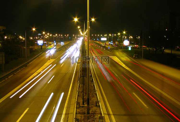 夜晚的高速公路2高清摄影大图-千库网