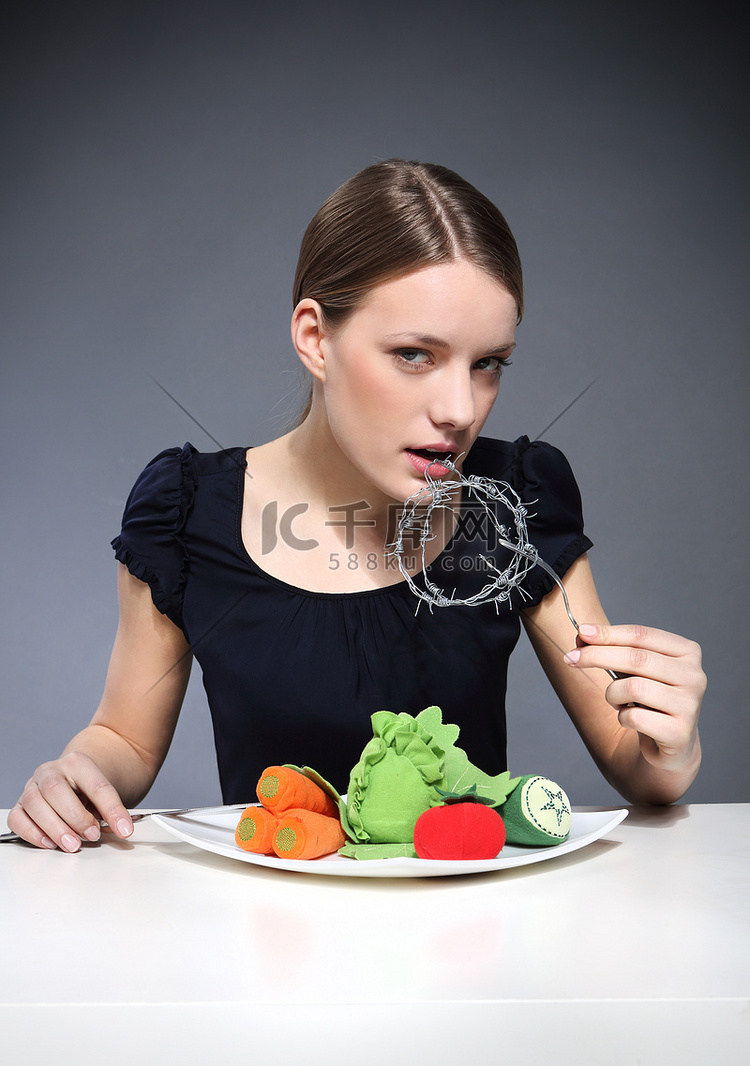 厌食症，一种饮食失调症。高清摄影大图-千库网