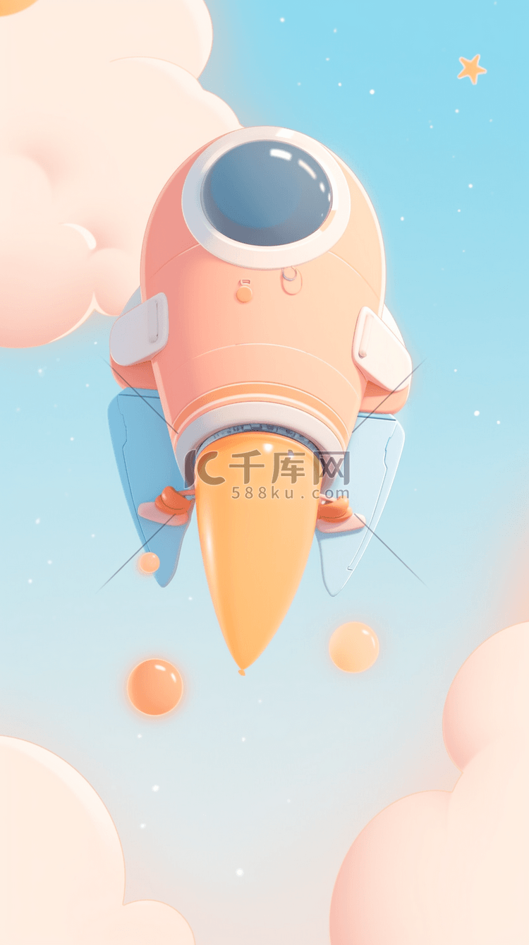 卡通橙色小火箭3D儿童生日会邀请函背景图片免费下载_海报banner/高清大图_千库网(图片编号6455681)