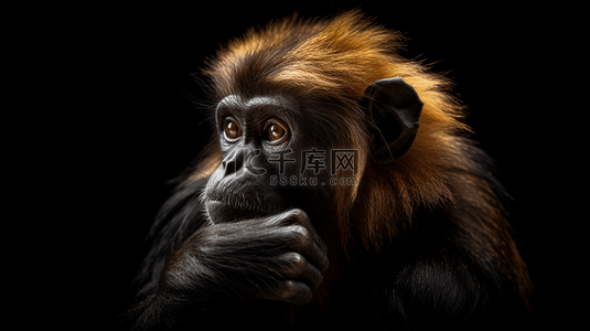 黑褐色猩猩纯色背景特写4高清摄影大图-千库网