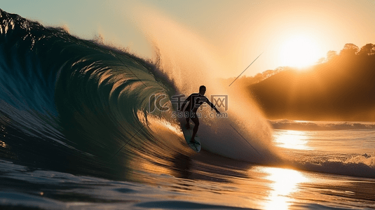 一个人在海上冲浪高清摄影大图-千库网
