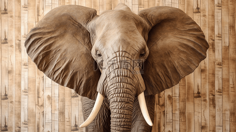 象头和白色象牙高清摄影大图-千库网