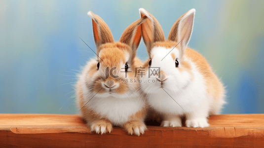 两只棕白色的兔子写真高清摄影大图-千库网