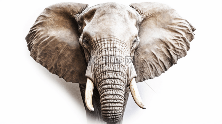 象头和白色象牙高清摄影大图-千库网