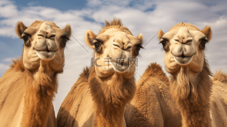 五只棕色骆驼高清摄影大图-千库网