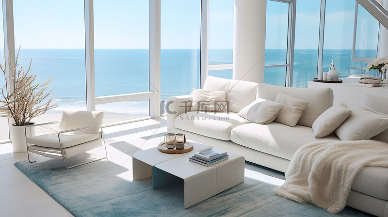大窗户面朝大海家居客厅背景11背景图片免费下载_海报banner/高清大图_千库网(图片编号6483110)